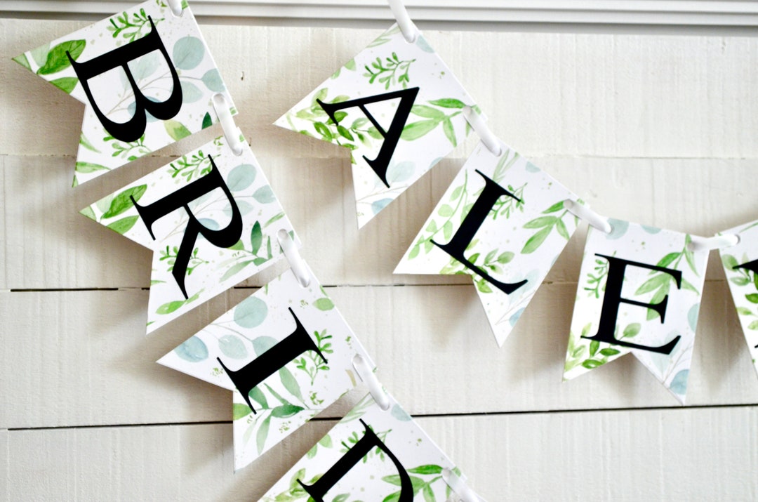 Greenery Customized Bridal Shower Banner, Botanical Foliage Design - Etsy