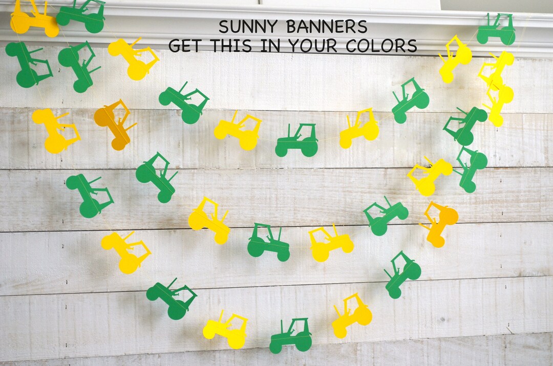 Tractor Garland, Green & Yellow Farm Banner, Tractor Birthday Decor ...