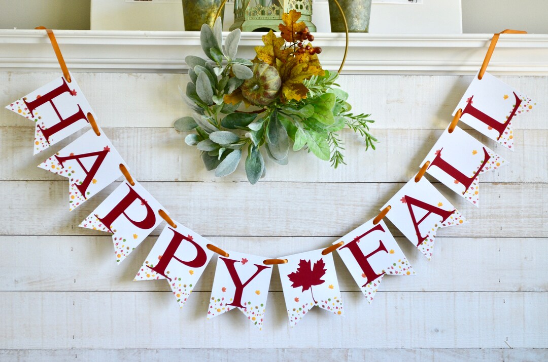 Happy Fall Banner, Rustic Fall Decorations, Fall Sign, Fall Bunting ...