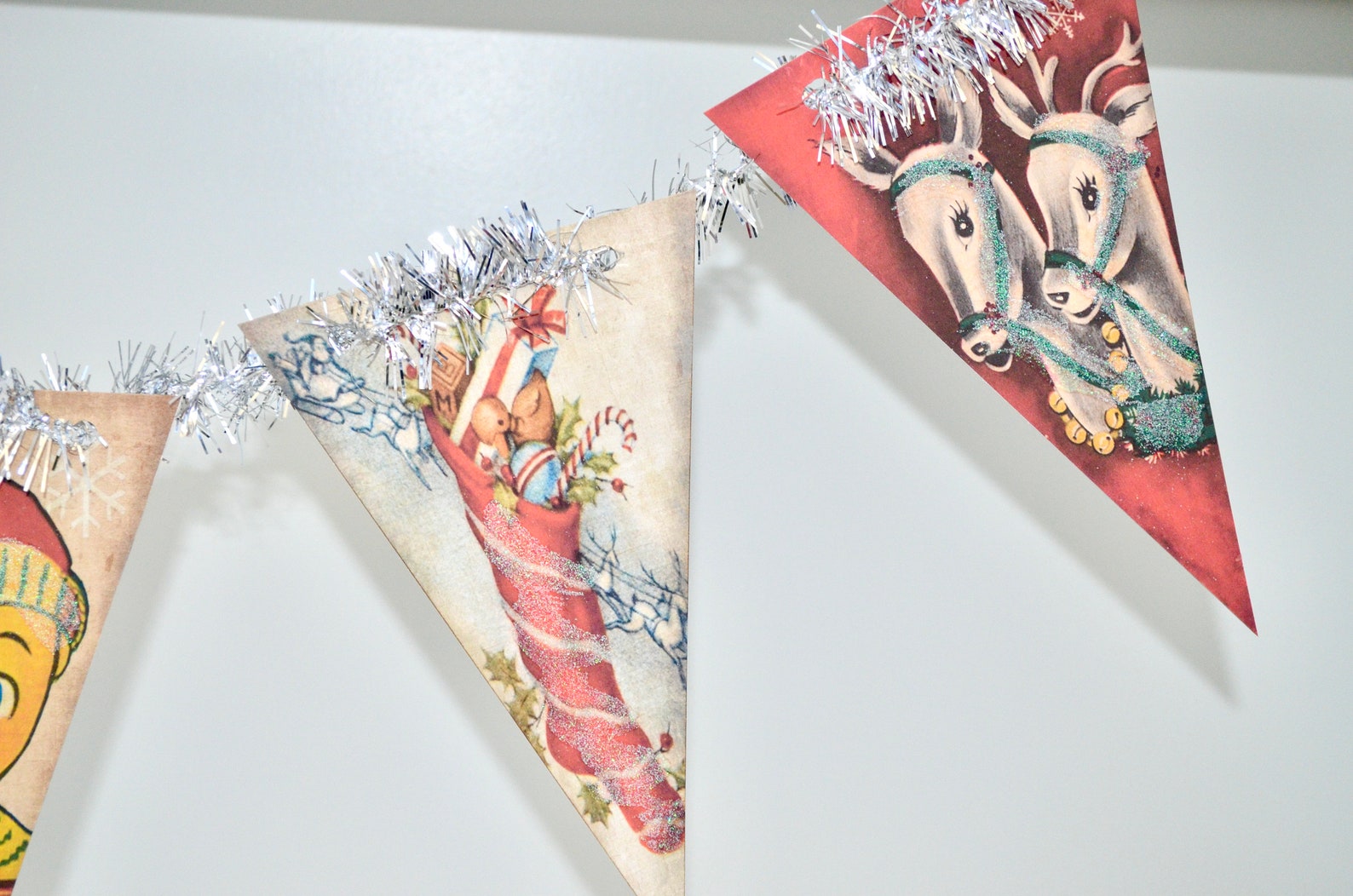 Retro Vintage Style Christmas Banner Vintage Santa Snowman - Etsy
