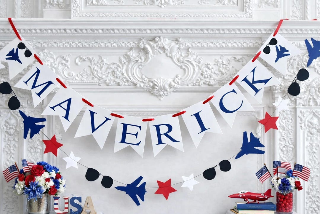 Jet Fighter Birthday Banner, Maverick Party Decor With Garland - Etsy