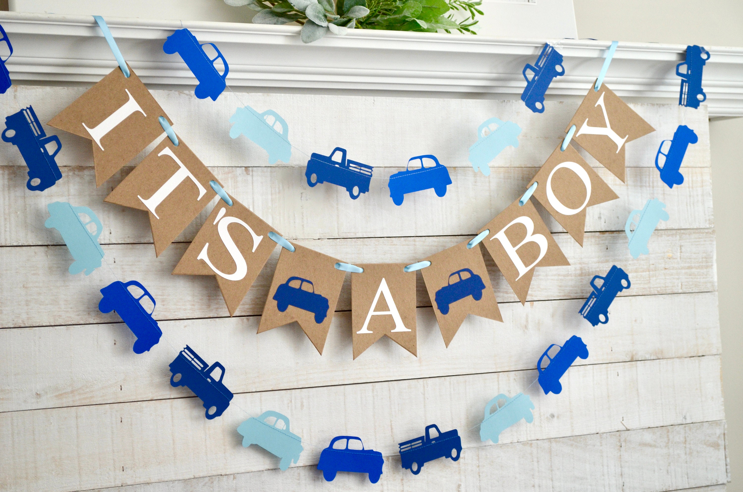 Vintage Cars and Trucks Baby Shower Banner & Garland - It's A Boy ...