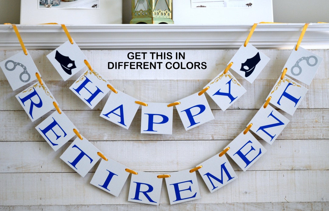 Police Officer Retirement Banner, Happy Retirement - Navy Blue - Choose ...