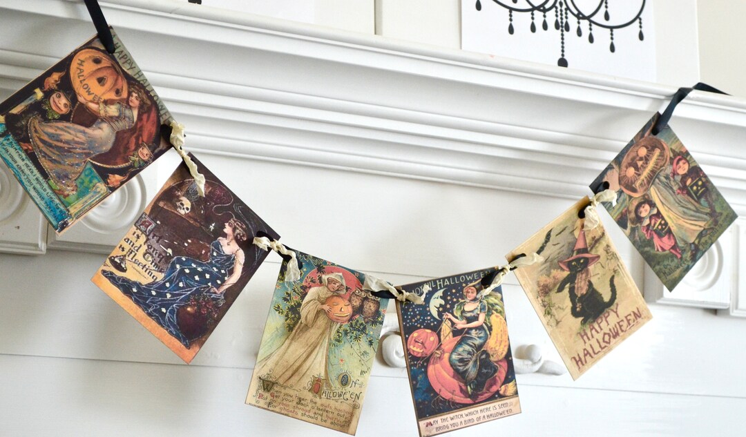 Vintage Ephemera Halloween Banner: Old World Decor - Etsy
