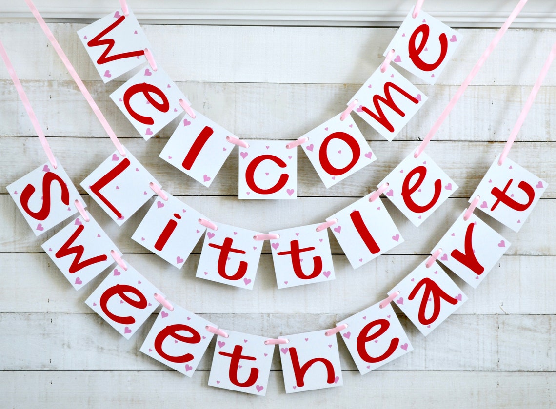 Welcome Little Sweetheart Banner: Valentine's Baby Shower Decor - Etsy