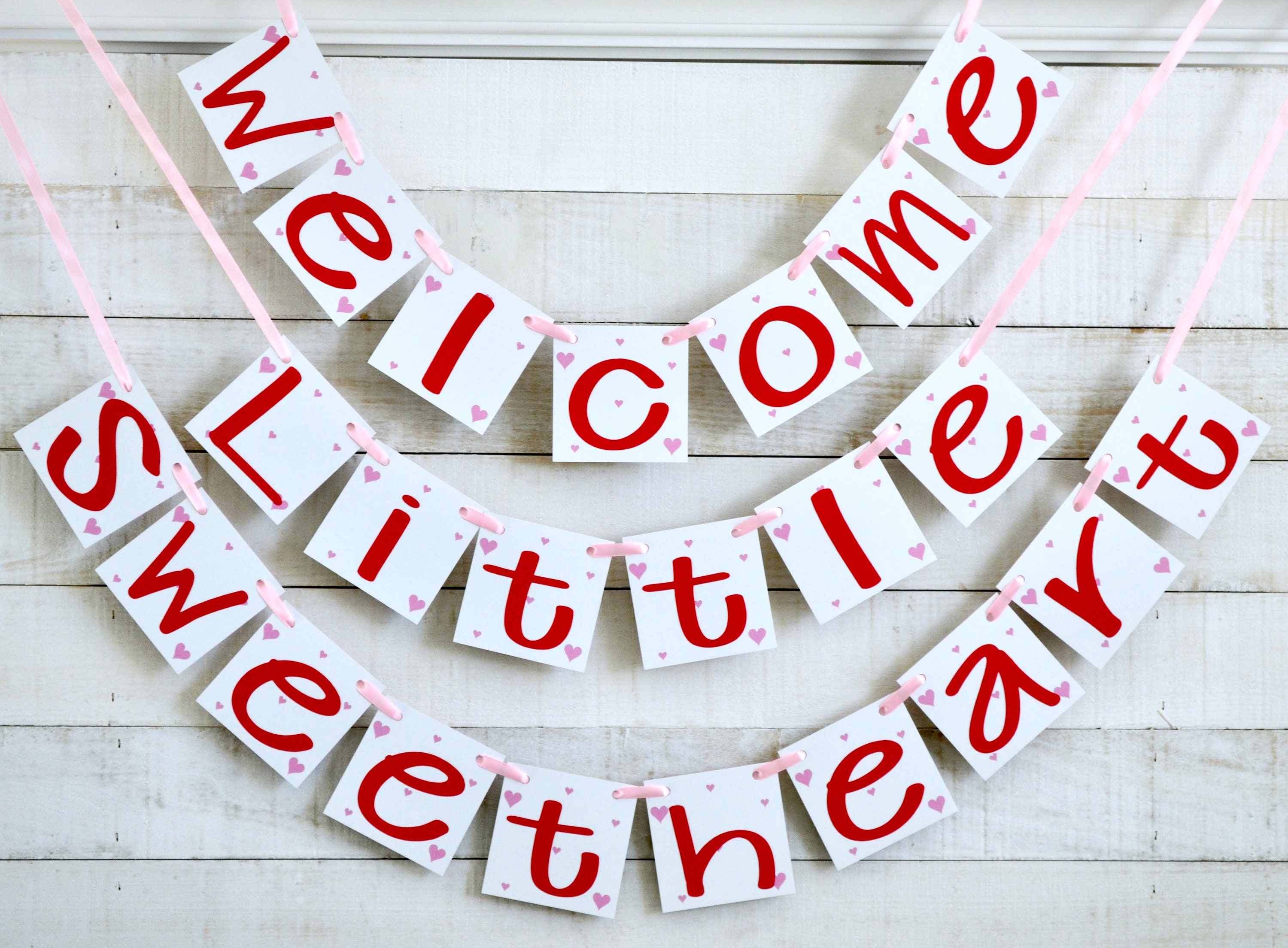 Welcome Little Sweetheart banner Valentines baby shower | Etsy