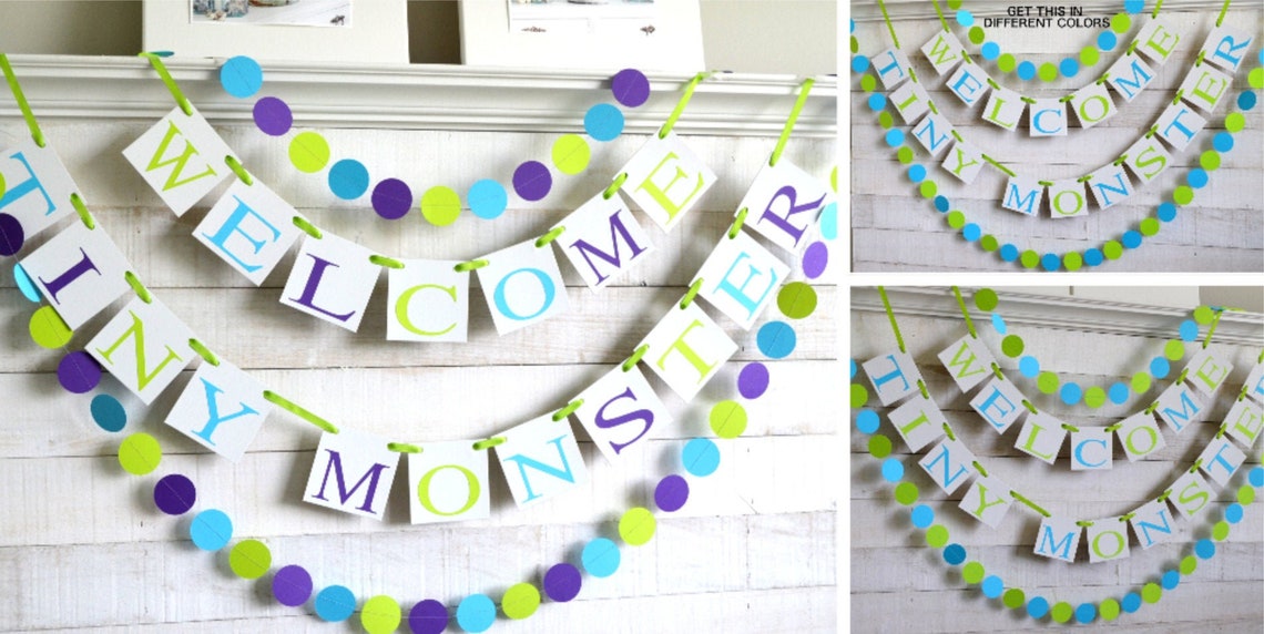 Welcome Tiny Monster Banner: Baby Shower Decorations - Etsy