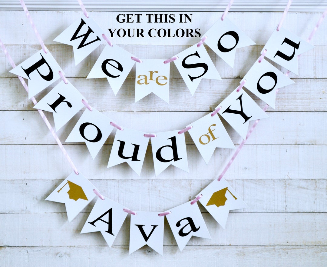Graduation Banner, Pink Graduation Decorations, Custom Color Graduation ...