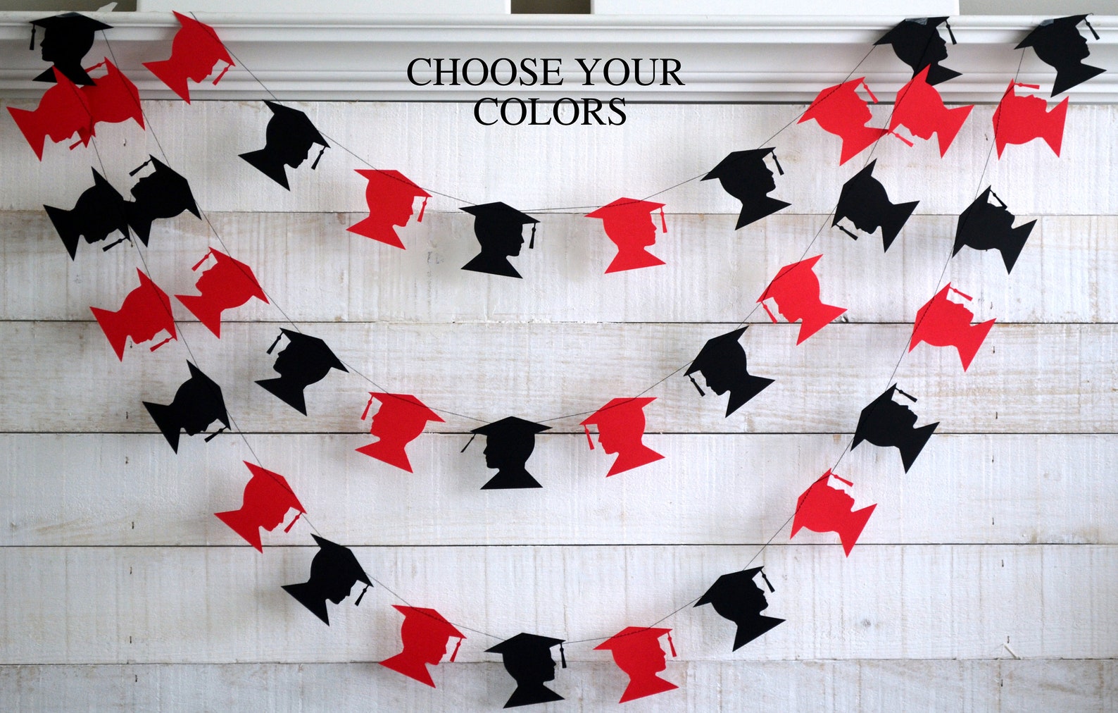 Cardstock Graduation Cap Garland: Boy or Girl Silhouette, 10 Ft - Etsy