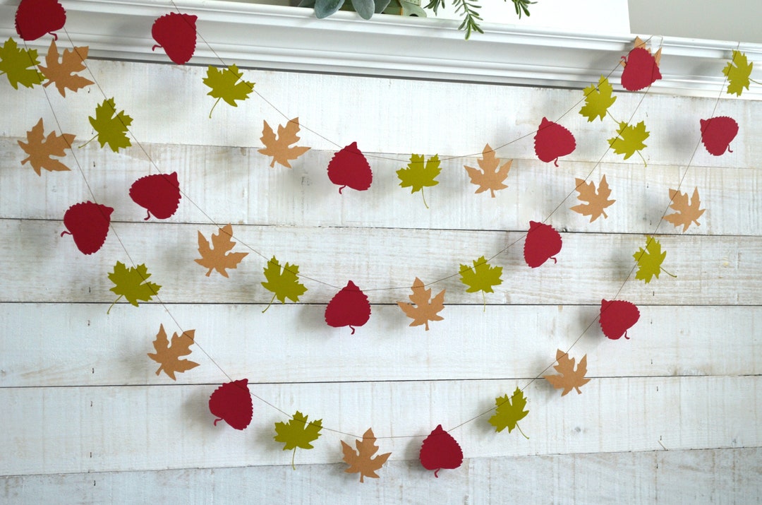 Rustic Fall Leaf Garland: Cardstock Autumn Banner, 9 Ft - Etsy