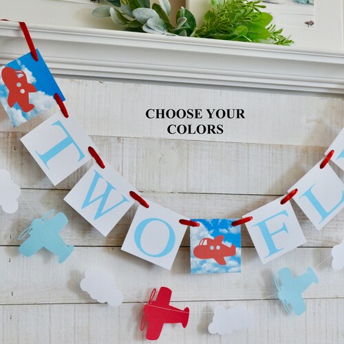 TWO Fly 2nd Birthday Decoration Boys Birthday Airplane 2nd - Etsy