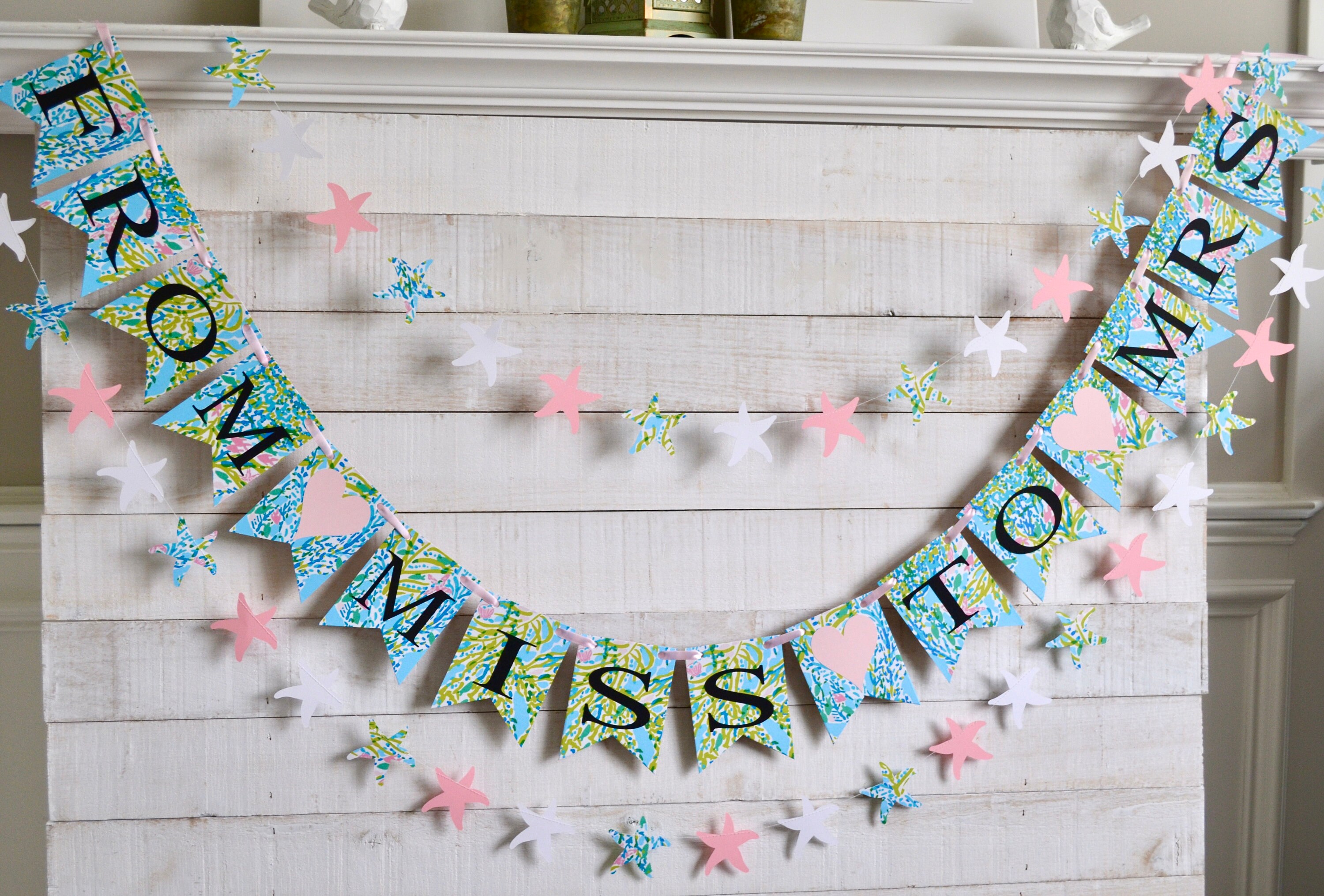 From Miss to Mrs Banner Pink and Green Beach Theme Bridal | Etsy