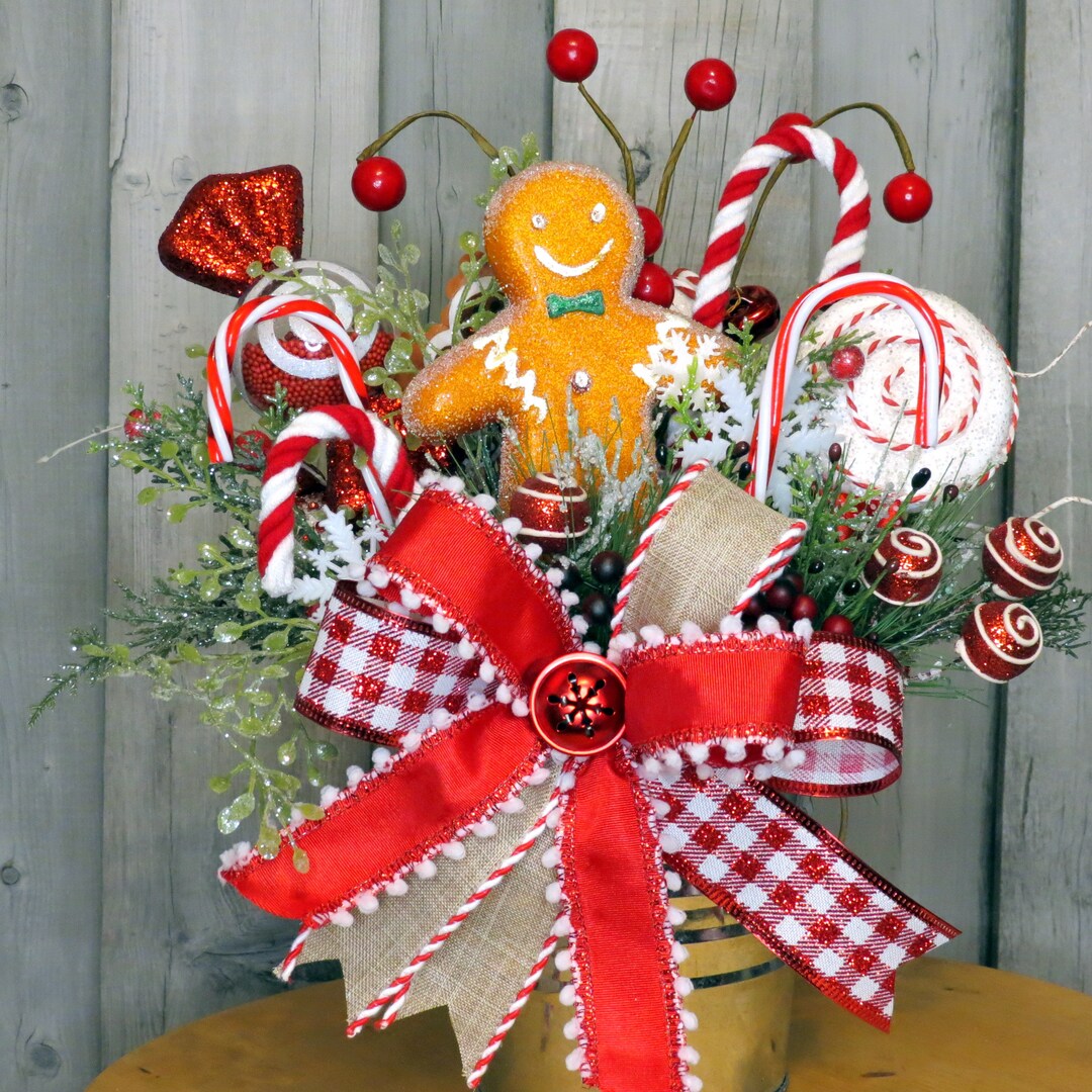 Christmas Centerpiece, Gingerbread Centerpiece, Candy Cane, Gingerbread ...