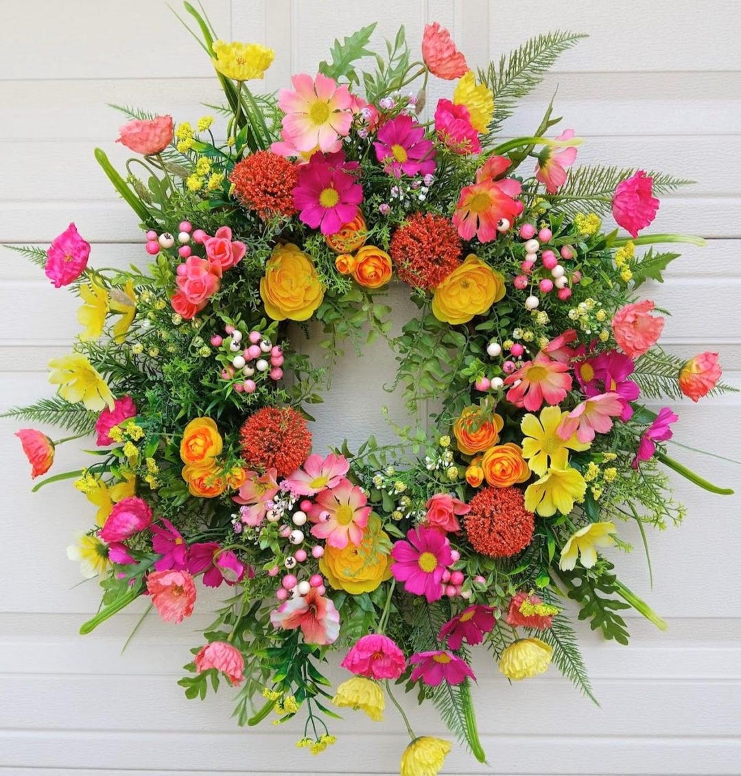 Spring Wreath, Summer Wreath, Easter Front Door Wreath, Multi-color ...