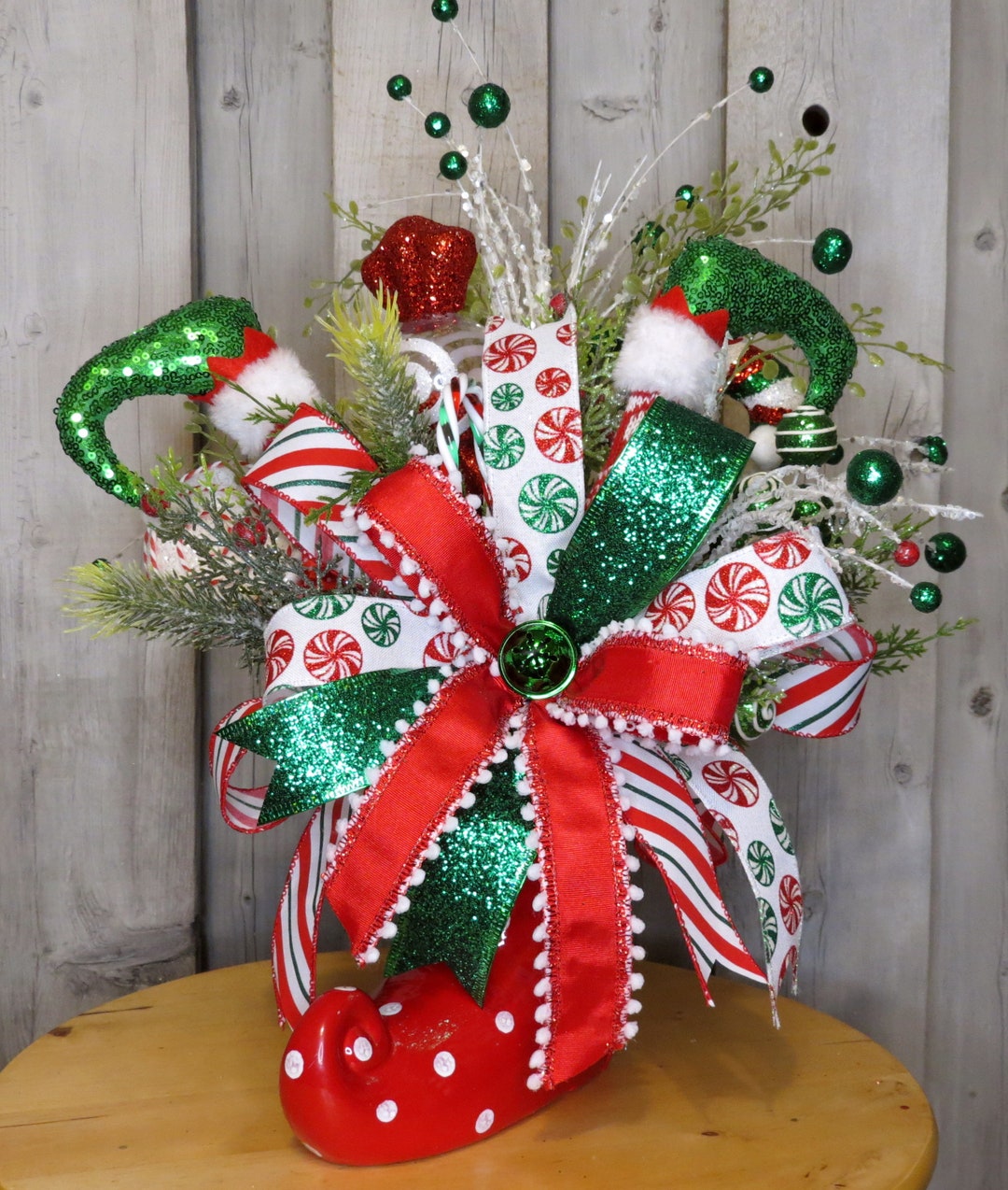 Christmas Centerpiece Elf Centerpiece Candy Cane Land of - Etsy