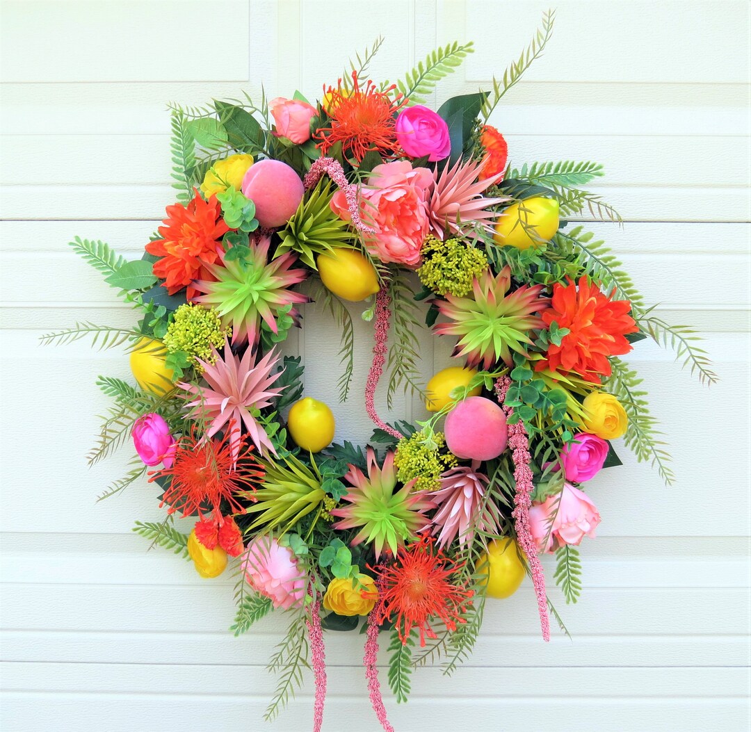 Summer Wreath, Tropical Wreath, Front Door Wreath, Multi-color Wreath ...