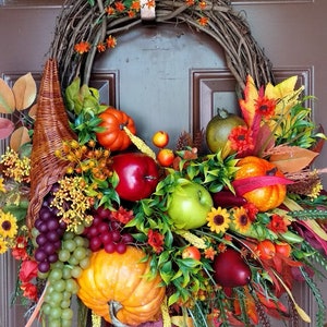 Fall Wreath Autumn Wreath Cornucopia Wreath Thanksgiving Wreath