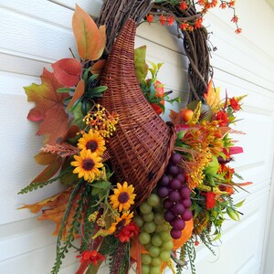 Fall Wreath, Autumn Wreath, Cornucopia Wreath, Thanksgiving Wreath ...