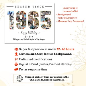 1965 Birthday Collage, Unique Custom Number Collage Gift, 60th Birthday ...