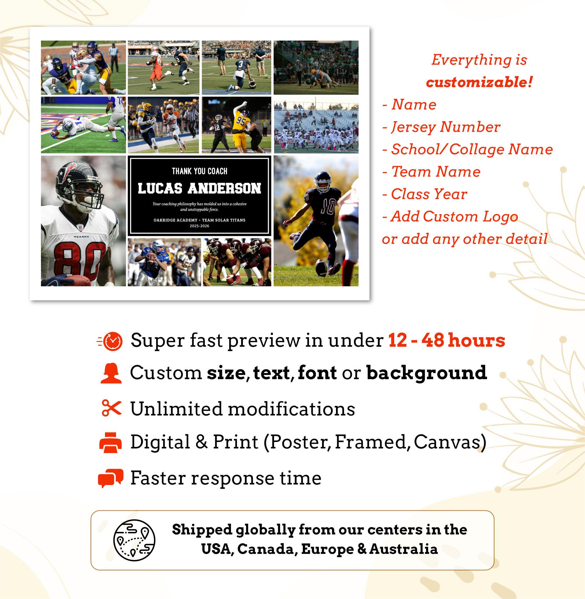 Unique Football Coach Photo Collage, Personalized Thank You Gift ...