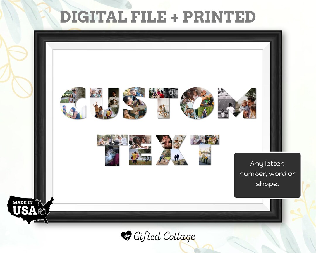 Custom WORD Photo Collage, Word Photo Collage Gift, Photo Collage Gift ...