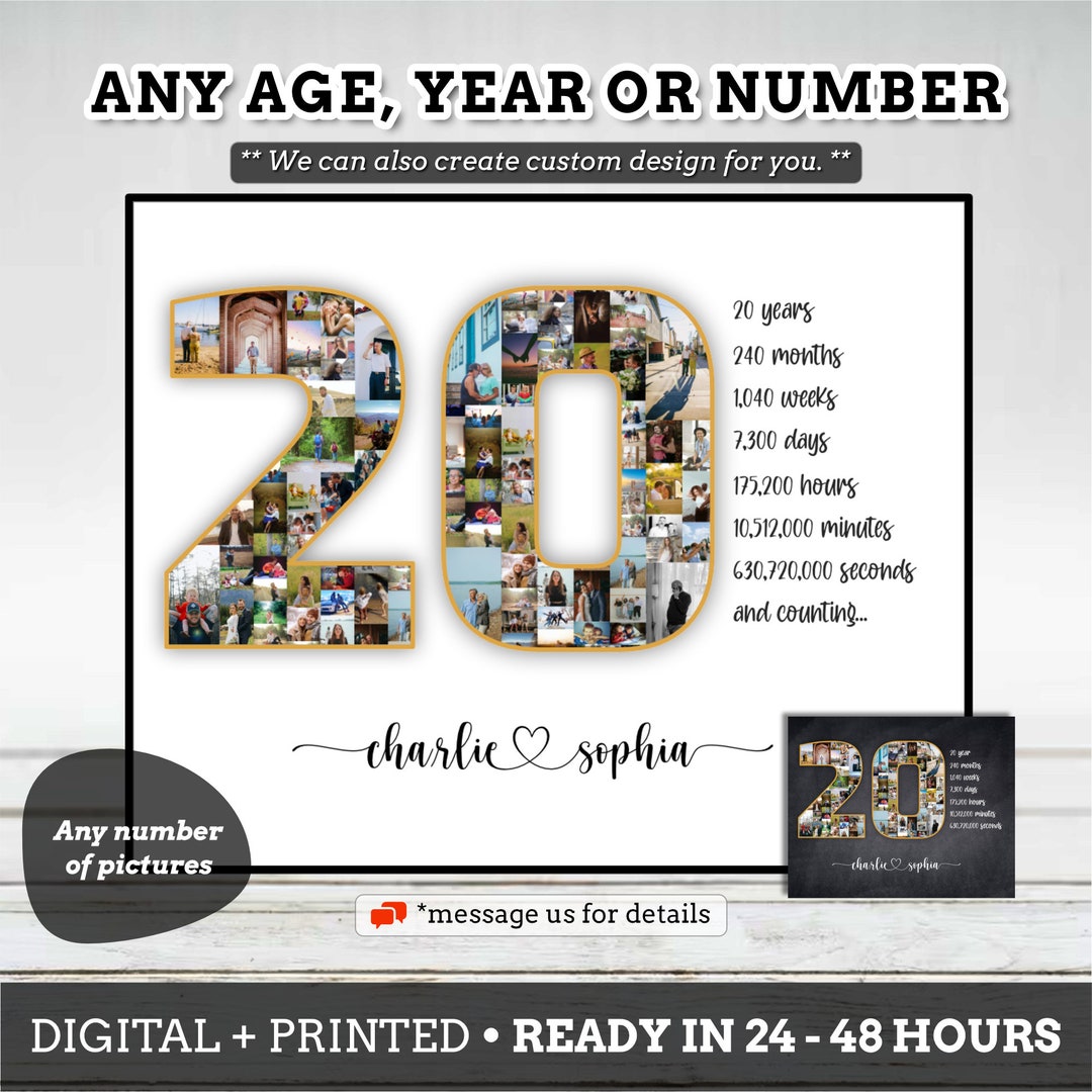 20th Anniversary Gift for Couple, Twenty Year Anniversary Photo Collage ...