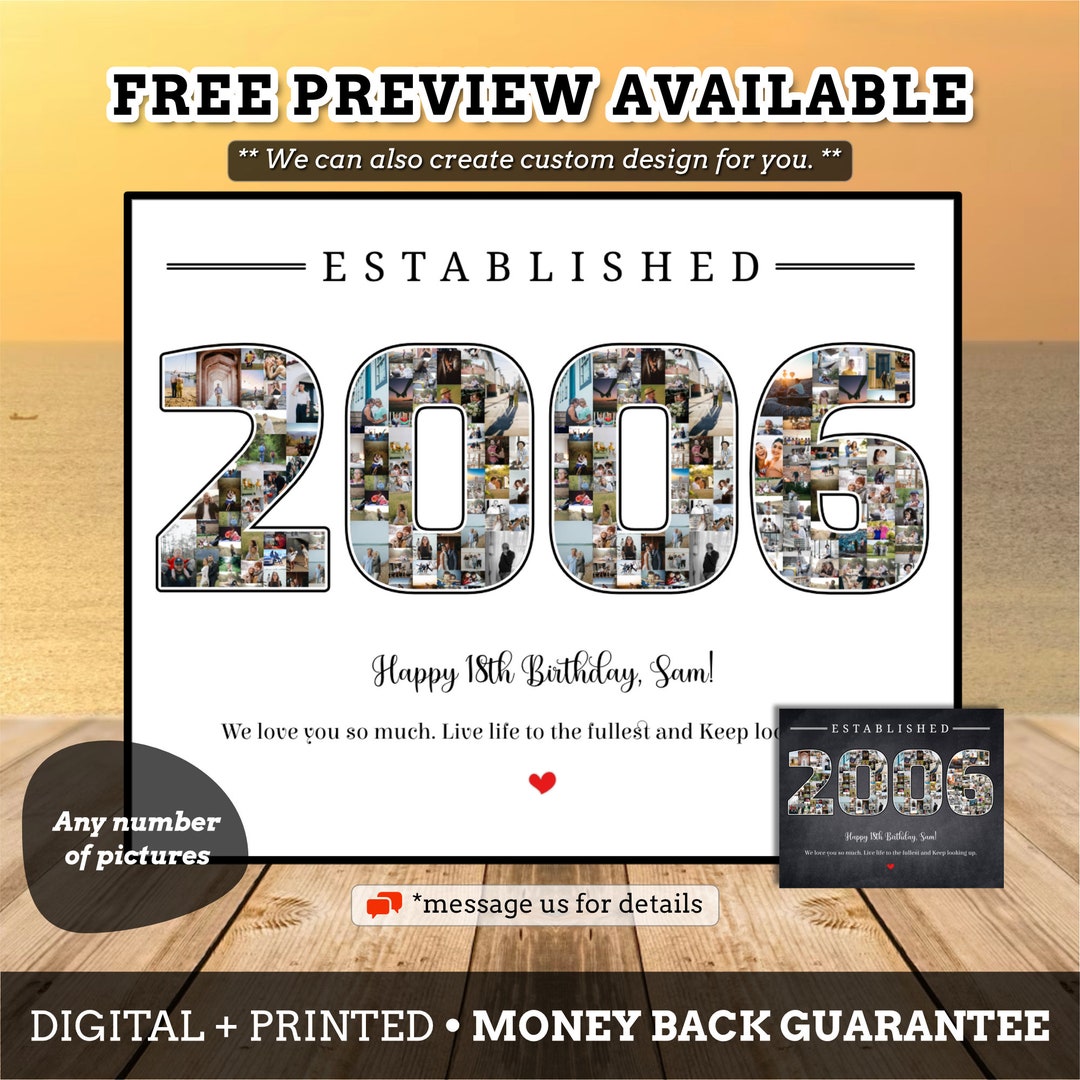 2006 Birthday Photo Collage, Personalized Custom Anniversary Collage ...