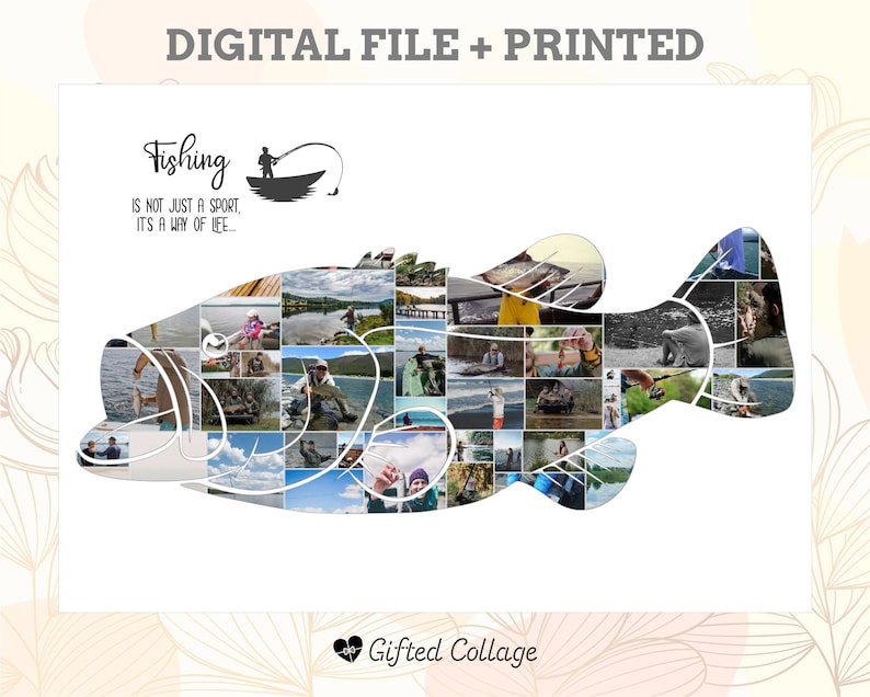 Bass Fish Photo Collage Fishermen Fishing Sign Wall Art - Etsy