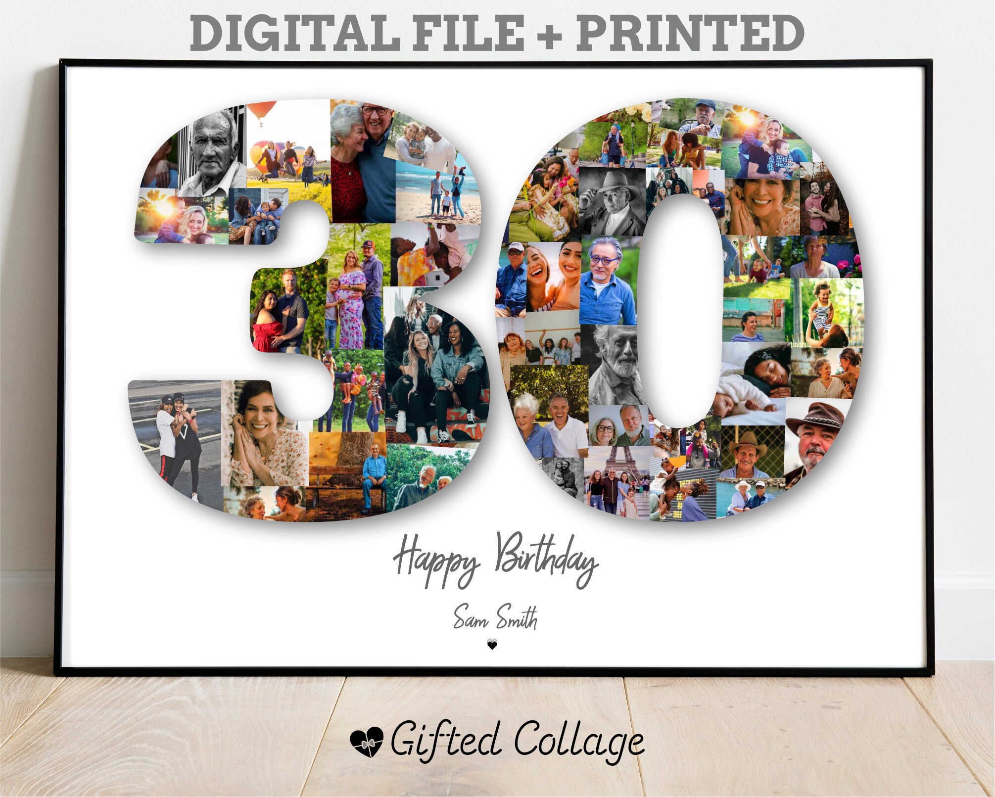 30th Birthday Photo Collage Number Photo Collage 30th | Etsy Australia