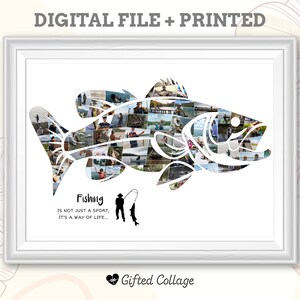 Largemouth Bass Fish Photo Collage, Fishermen Fishing Sign Wall Art ...
