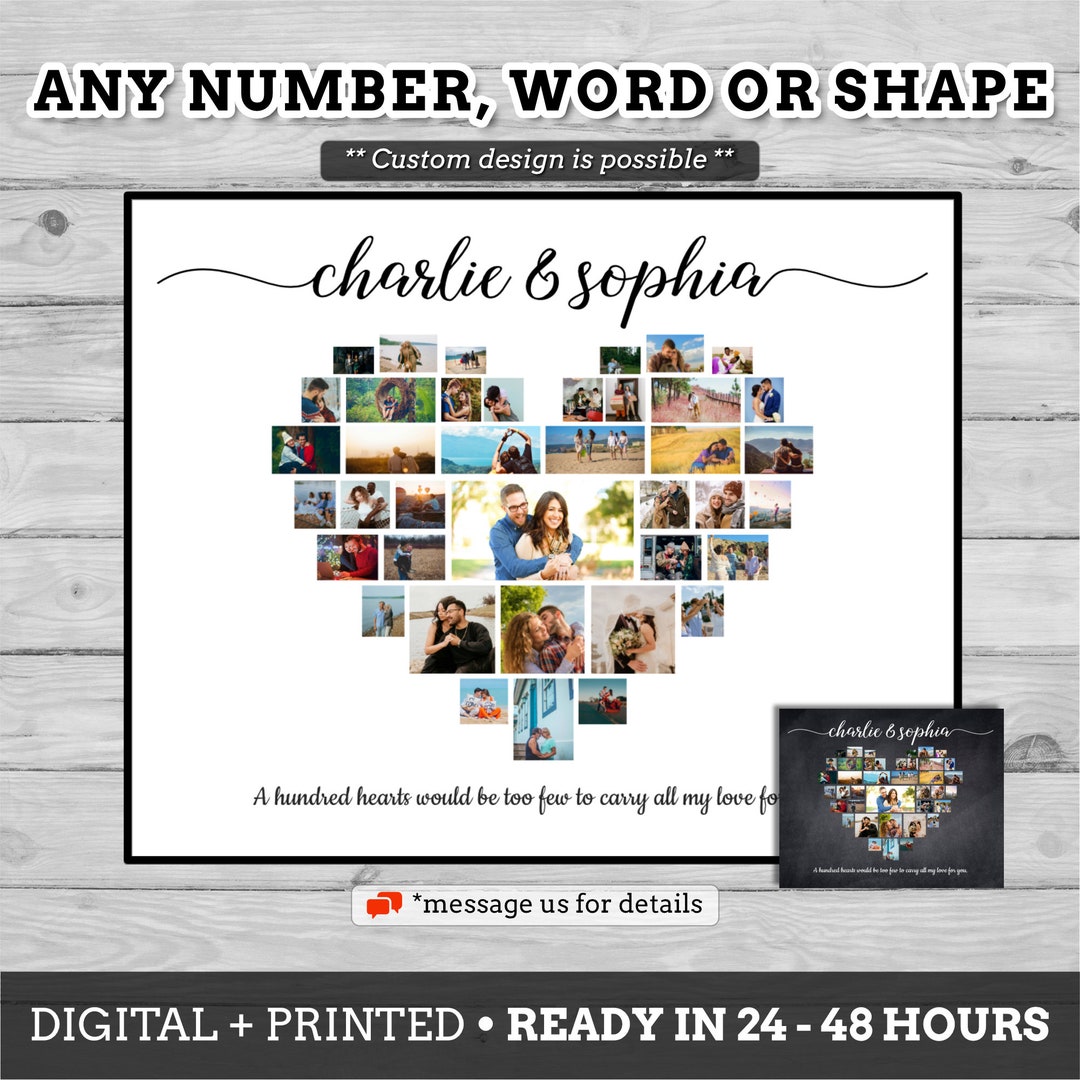 Custom Heart Shape Photo Collage Gift, Wedding Gift, Anniversary Gift ...
