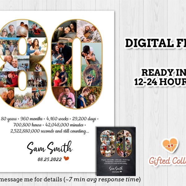 80th Birthday Photo Collage - Etsy