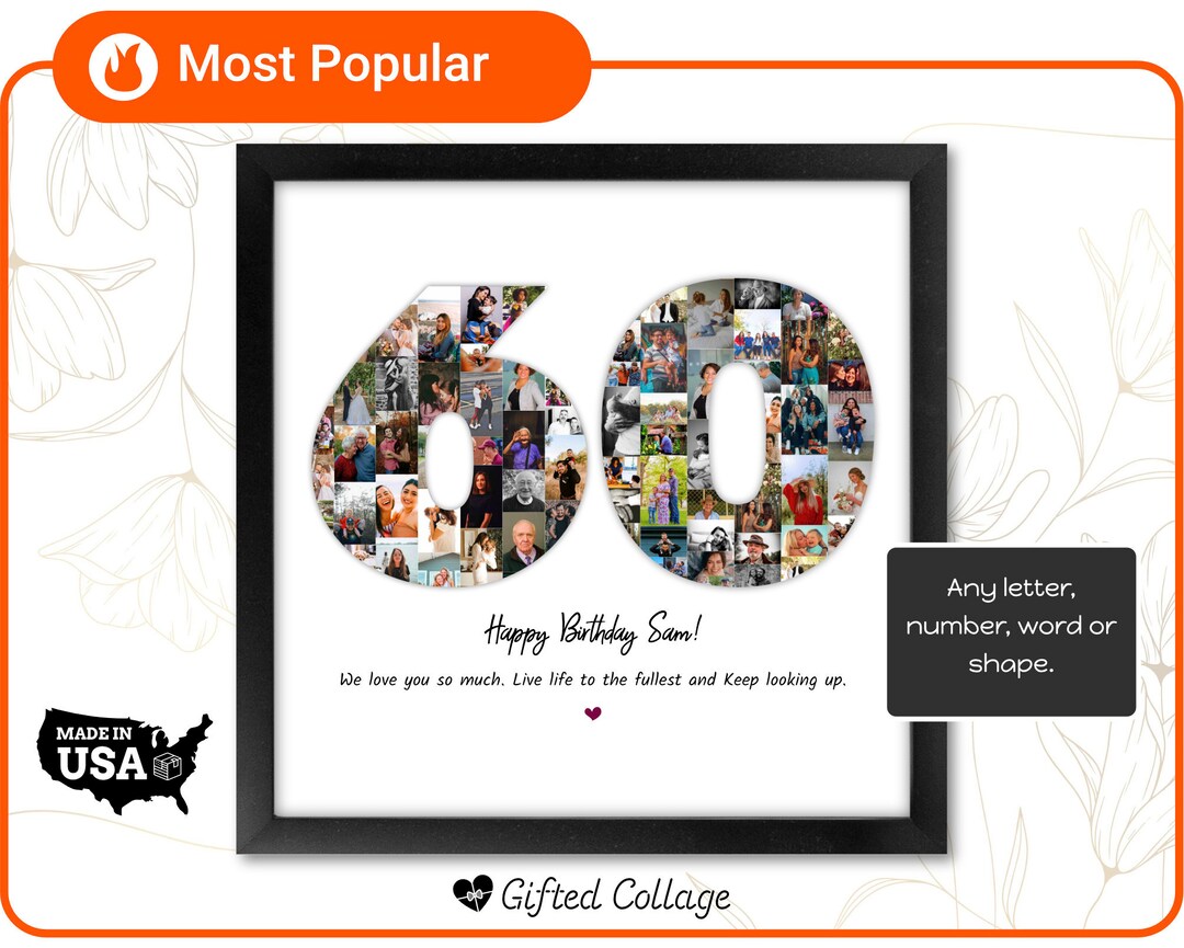60th Birthday Photo Collage, Birthday Anniversary, Custom Photo Collage ...
