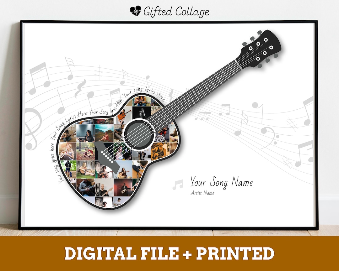 Guitar Photo Collage, Guitar Gifts, Gifts for Guitar Players, Guitar ...