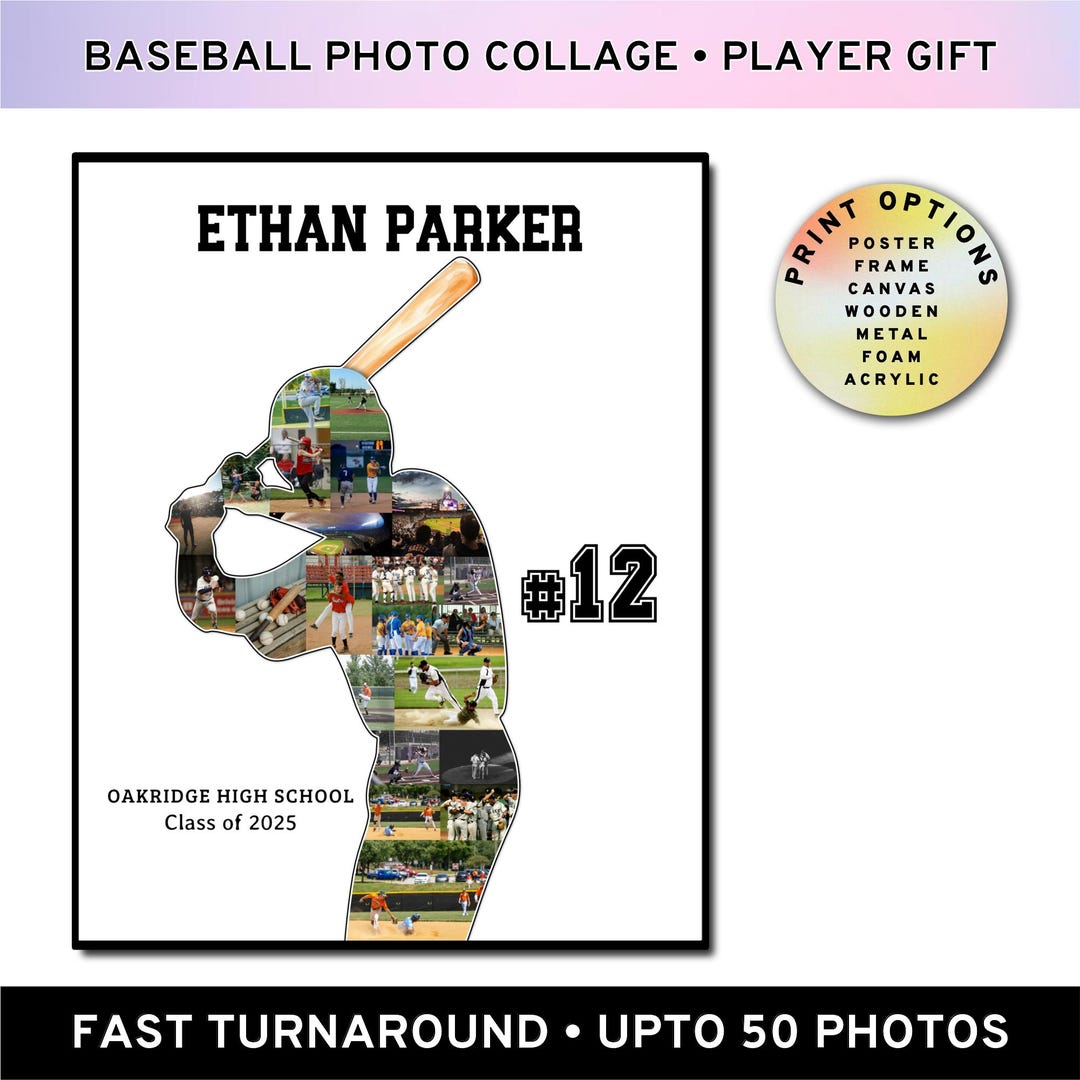 Baseball Photo Collage, Personalized Senior Night Gift, Team Poster ...
