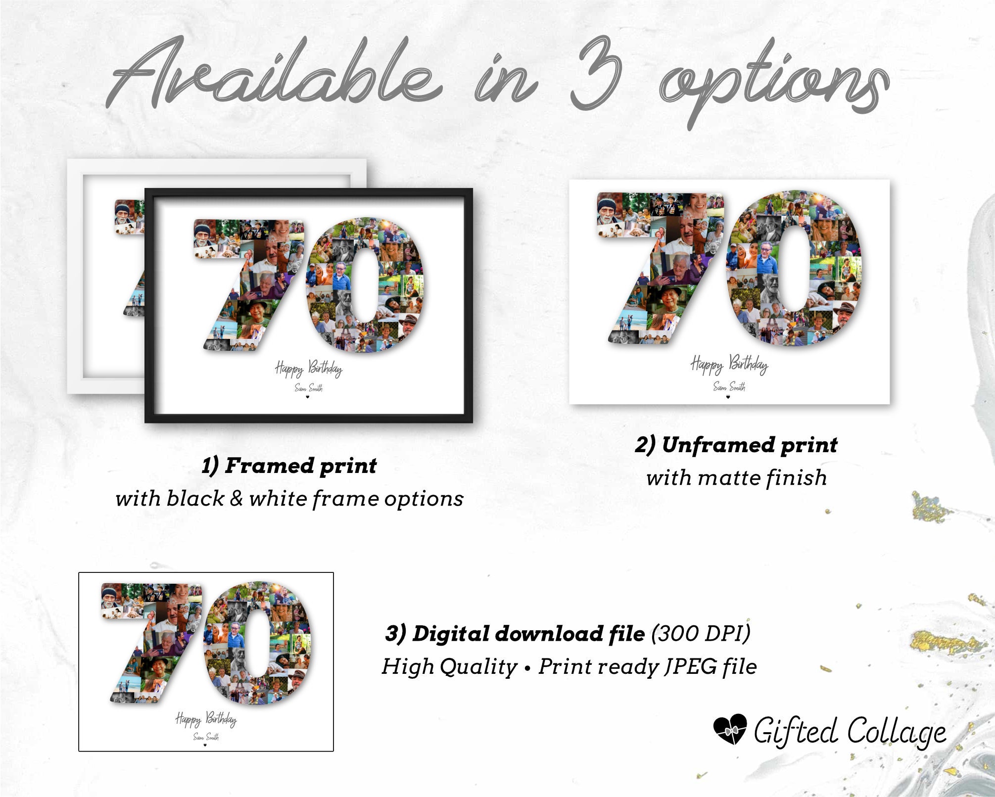 70th Birthday Photo Collage Number Photo Collage 70th | Etsy UK