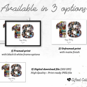 18th Birthday Photo Collage, Number Photo Collage, 18th Birthday Gift ...