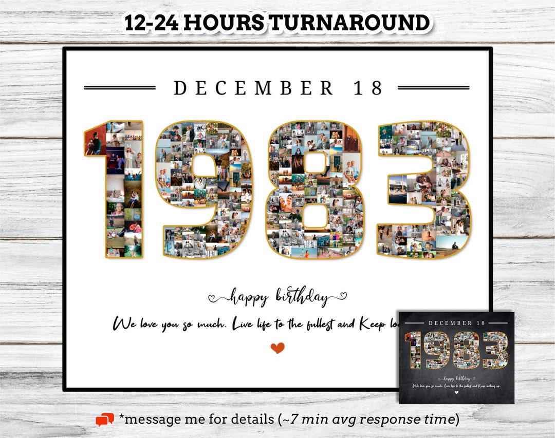 1983 Birthday Photo Collage Personalized Custom Anniversary - Etsy