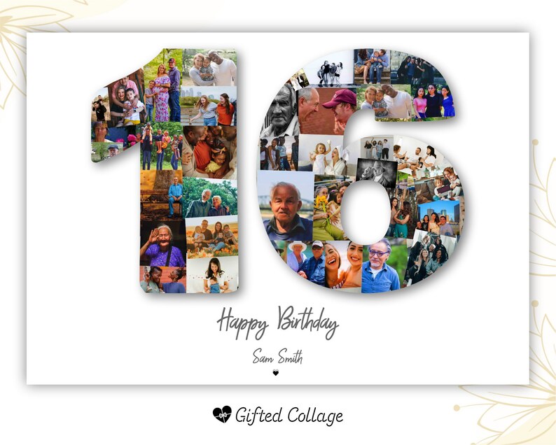 16th Birthday Photo Collage Personalized Custom Number - Etsy