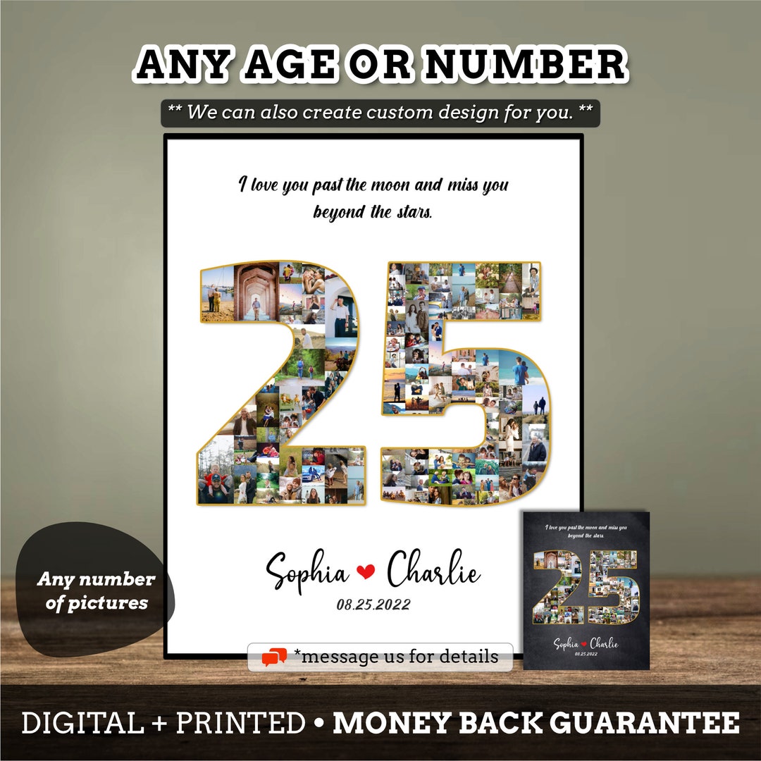 Custom 25th Anniversary Gift, 25th Photo Collage, 25th Anniversary Gift ...
