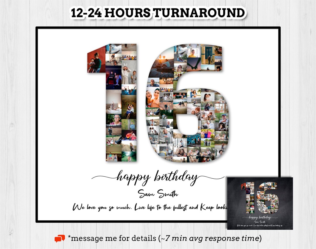 Custom 16th Birthday Photo Collage 16 Year Old 16th Digital - Etsy