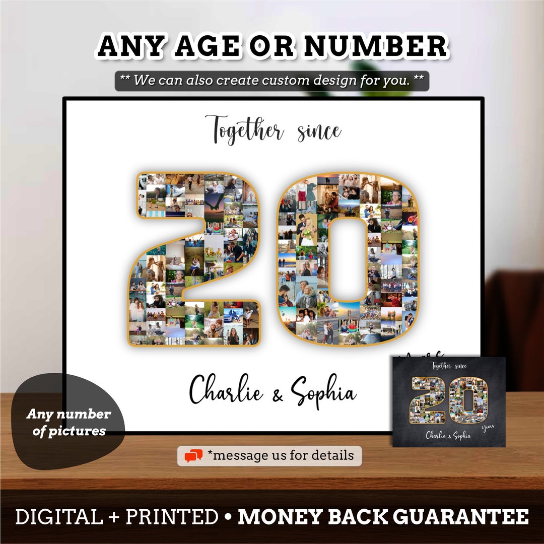 Custom 20th Anniversary Photo Collage, 20 Years Anniverasy Gift ...