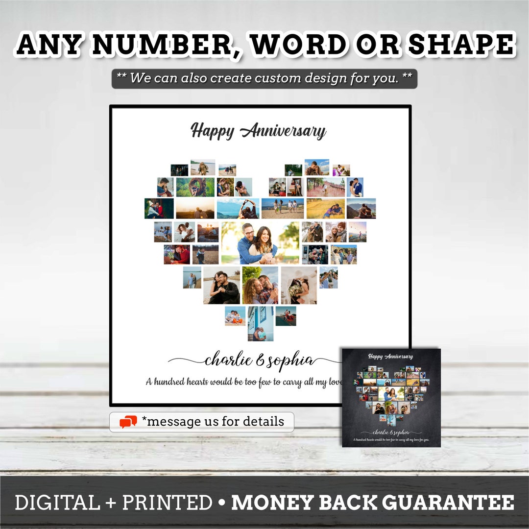 Custom Heart Photo Collage, Anniversary Collage Gift for Boyfriend ...