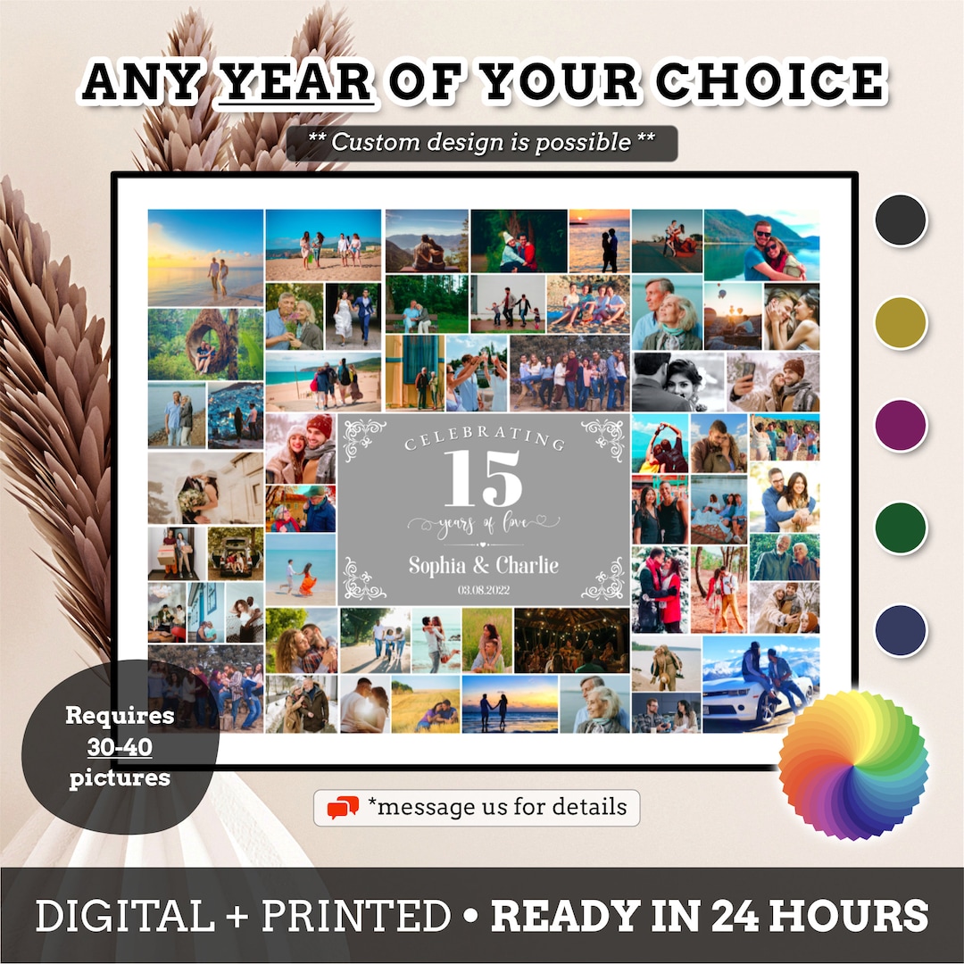 Custom 15th Anniversary Photo Collage Canvas, Photo Collage Gallery, 15 ...