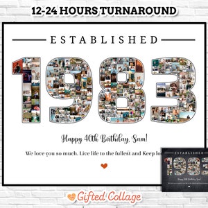 1983 Birthday Photo Collage, 40th Birthday Digital Framed Poster Canvas ...