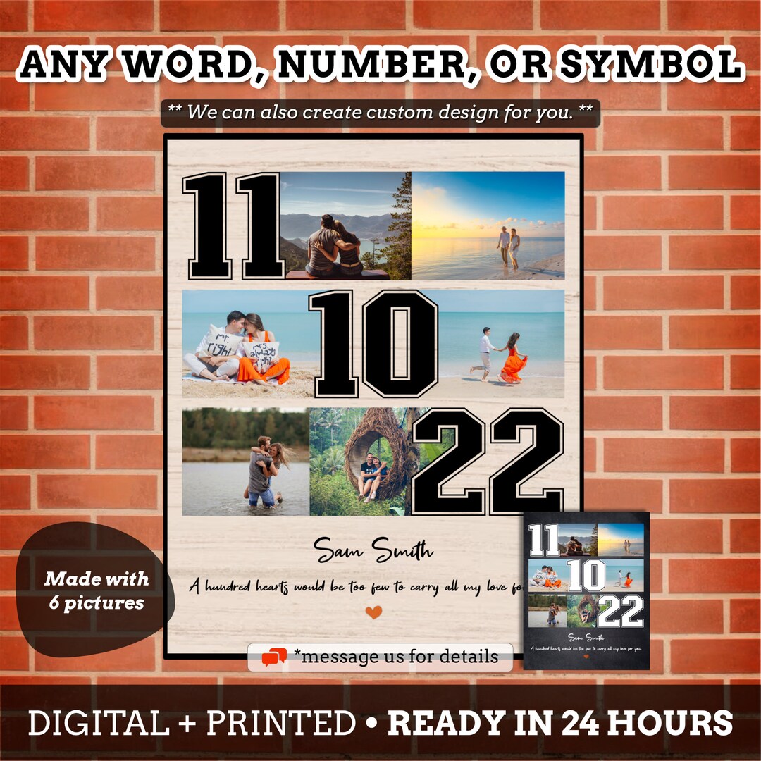 Custom Date Photo Collage, Date of Birth, Custom Date Collage, Photo ...