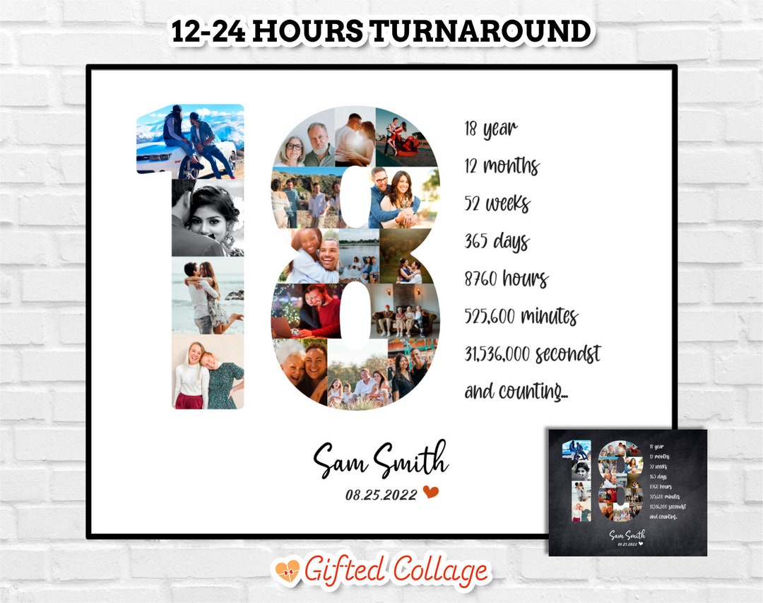 18th Birthday Photo Collage, 18th Birthday Gift Idea for Him Her ...
