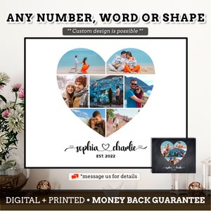 Custom Heart Photo Collage, Heart Shape Collage, Personalized Wedding ...