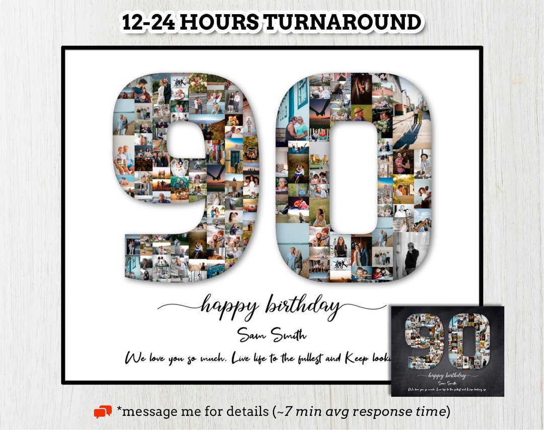 90th Birthday Photo Collage, Custom Made With Pictures, Personalized ...