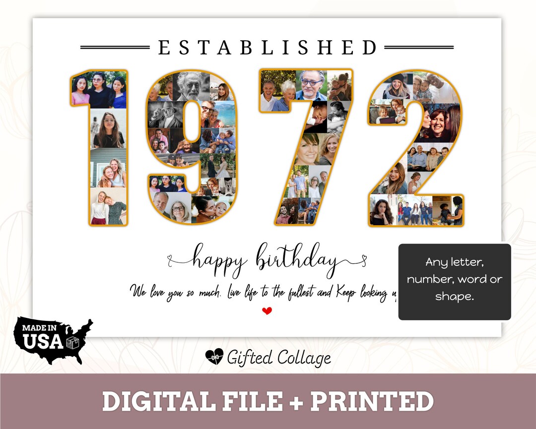 1972 Collage, Born in 1972, 50th Birthday Collage, Birthday Anniversary ...